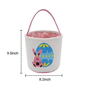 3 Pcs Easter Bunny Basket Egg Bags for Kids,Canvas Bunny Printing Tote Bags Buckets for Easter (egg multicolor)