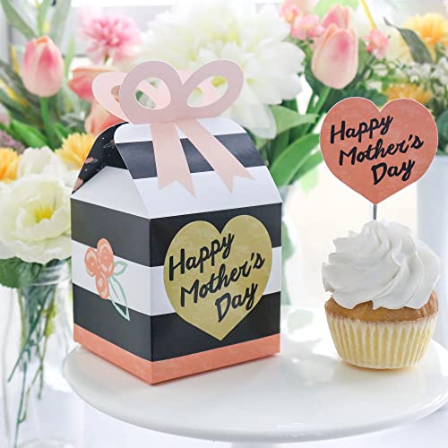 Big Dot of Happiness Best Mom Ever - Square Favor Gift Boxes - Mother’s Day Party Bow Boxes - Set of 12