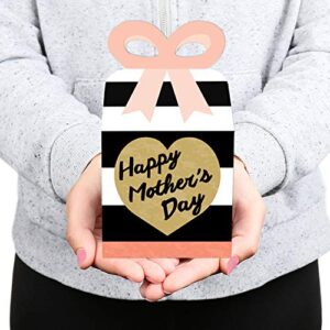 Big Dot of Happiness Best Mom Ever - Square Favor Gift Boxes - Mother’s Day Party Bow Boxes - Set of 12