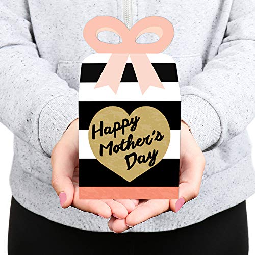 Big Dot of Happiness Best Mom Ever - Square Favor Gift Boxes - Mother’s Day Party Bow Boxes - Set of 12