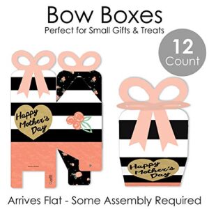 Big Dot of Happiness Best Mom Ever - Square Favor Gift Boxes - Mother’s Day Party Bow Boxes - Set of 12