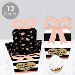 Big Dot of Happiness Best Mom Ever - Square Favor Gift Boxes - Mother’s Day Party Bow Boxes - Set of 12