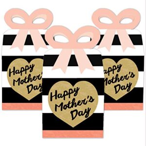 Big Dot of Happiness Best Mom Ever - Square Favor Gift Boxes - Mother’s Day Party Bow Boxes - Set of 12