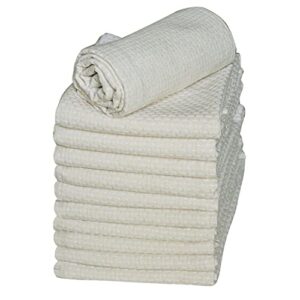 WHITEWRAP Kitchen Towels | 100% Cotton Dish Towels Premium Quality | 15"x25" Pique Weave Cream 6-Pack | Hand Towels, Tea Towels, Dish Cloths| Highly Absorbent Bar Towels