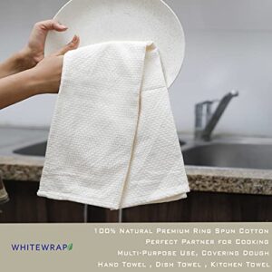 WHITEWRAP Kitchen Towels | 100% Cotton Dish Towels Premium Quality | 15"x25" Pique Weave Cream 6-Pack | Hand Towels, Tea Towels, Dish Cloths| Highly Absorbent Bar Towels