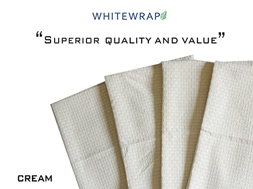 WHITEWRAP Kitchen Towels | 100% Cotton Dish Towels Premium Quality | 15"x25" Pique Weave Cream 6-Pack | Hand Towels, Tea Towels, Dish Cloths| Highly Absorbent Bar Towels