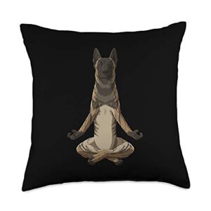 dutch shepherd gifts funny yoga dog dutch shepherd throw pillow, 18x18, multicolor