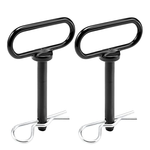 CZC AUTO 2 Pack Hitch Pin 5/8 x 4 Inch Lawn Mower Trailer Hitch Pins, Trailer Gate Pins for Simple One Handed Hook On & Off - Securely Hitch Lawn & Tow Behind Attachments, Black