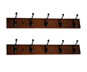 roorevo wall mount coat rack coat hooks, wall hat hanger,walnut,2 pack