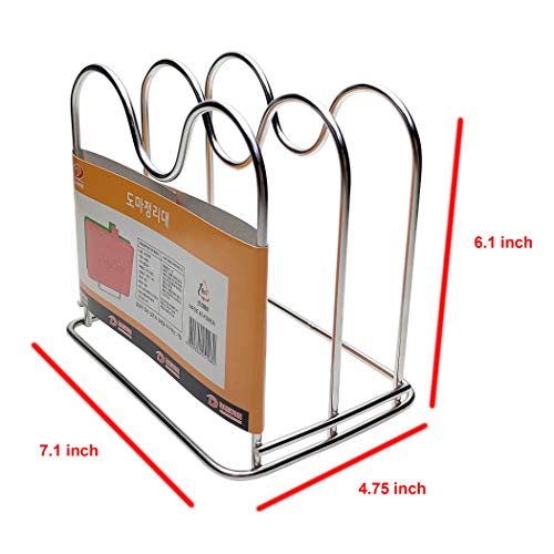 LENITH Stainless Steel Wire Cutting Board Holder, Cutting Board Rack Organizer Kitchen with 2 Sectional