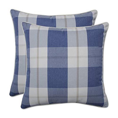 Pillow Perfect Outdoor/Indoor Branson Lapis Throw Pillows, 18.5" x 18.5", Blue 2 Count