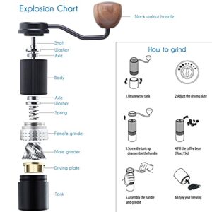 Easyworkz Manual Coffee Grinder Burr Coffee Bean Grinder with Adjustable Conical Stainless Steel Burr Portable Mill Faster Grinding