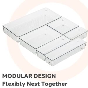 Oggi Clear Drawer Organizer - 3" X 12" - Ideal for Organizing Kitchen Drawers, Office, Desk, Silverware, Kitchen Utensils, Cosmetics and Bathrooms