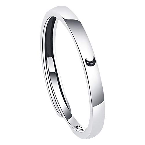 2pcs Sun Moon Couple Rings for Couples Promise Wedding Bands Adjustable Lovers Ring for Girlfried Boyfriend