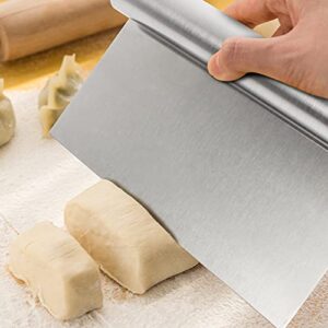 KUFUNG Stainless Steel Pastry Scraper Bench Scraper Chopper, Best as Pizza and Dough Cutter (Silver, 8 Inch)