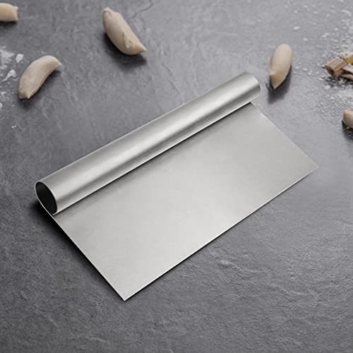 KUFUNG Stainless Steel Pastry Scraper Bench Scraper Chopper, Best as Pizza and Dough Cutter (Silver, 8 Inch)