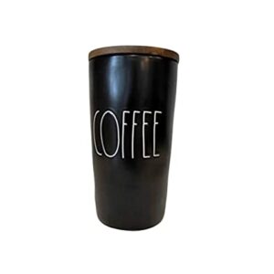 Rae Dunn COFFEE Canister with Wood Lid - Black