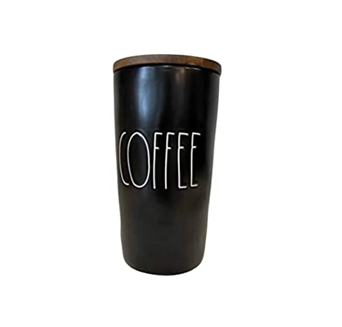 Rae Dunn COFFEE Canister with Wood Lid - Black