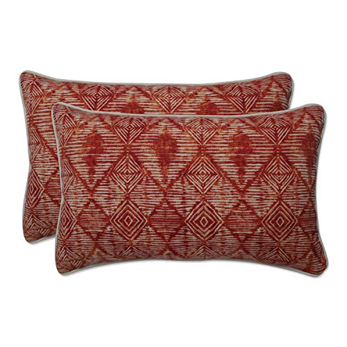 Pillow Perfect Outdoor | Indoor Nesco Sunset Rectangular Throw Pillow (Set of 2), 11.5 X 18.5 X 5, Red