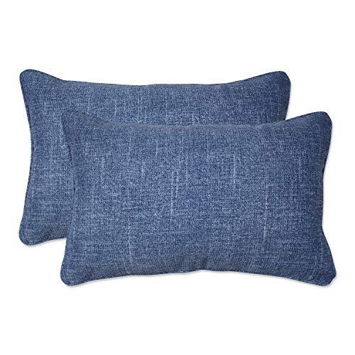 Pillow Perfect Tory Solid Indoor/Outdoor Lumbar Pillow Plush Fill, Weather and Fade Resistant, Lumbar - 11.5" x 18.5",, Blue, 2 Count