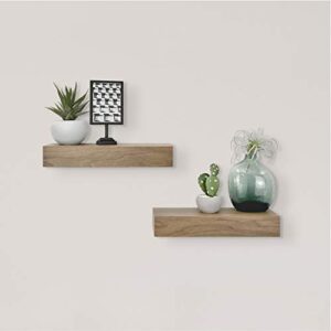 mcs floating shelf, room decor wooden shelf, walnut woodgrain, 12 x 4 inch, set of 2