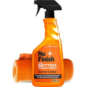 nu finish better than wax ceramic coating + microfiber towel, ceramic car coating with microfiber cleaning cloth, 24 fl oz