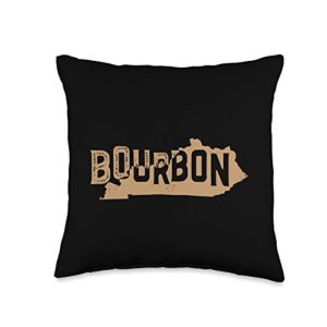 kentucky bourbon whiskey gift design kentucky state bourbon whiskey drinking graphic throw pillow, 16x16, multicolor