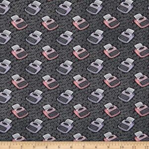 camelot fabrics literary typewriters charcoal fabric, yard