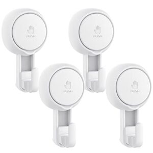 elegear suction cup hooks for shower, heavy duty shower suction hooks (4-pack) waterproof shower hooks for loofah, robe, towel reusable vacuum suction hooks for bathroom kitchen