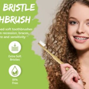 Soft Bristle Toothbrush Bamboo Toothbrushes - 10000 Bristle Toothbrush PACK OF 4 Ultra Soft Bristles Bamboo Tooth Brush | Gum Recession Nano Bristle Brushes Bulk Micro Wooden ToothBrushes for Adults