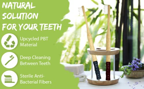 Soft Bristle Toothbrush Bamboo Toothbrushes - 10000 Bristle Toothbrush PACK OF 4 Ultra Soft Bristles Bamboo Tooth Brush | Gum Recession Nano Bristle Brushes Bulk Micro Wooden ToothBrushes for Adults