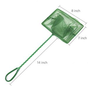 Laojbaba Aquarium Fishing Net Fish Tank Cleaning Tools Fine Mesh Net with Plastic Handle Green 8 Inch