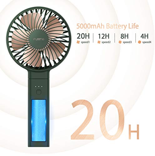 OUTXE Funme 5000mAh Handheld Fan Portable Cooling Fan USB Desk Fan Person Fan 4 Speed Settings for Outdoor Travel Green