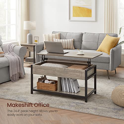 VASAGLE Coffee Table, 19.7 in x 39.4 in x 24.4 in, Greige