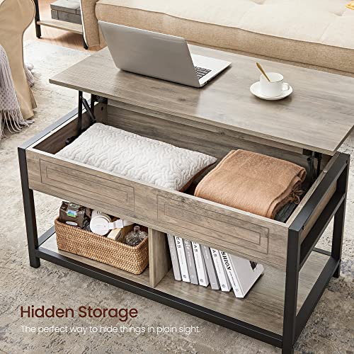 VASAGLE Coffee Table, 19.7 in x 39.4 in x 24.4 in, Greige