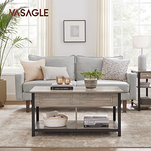 VASAGLE Coffee Table, 19.7 in x 39.4 in x 24.4 in, Greige