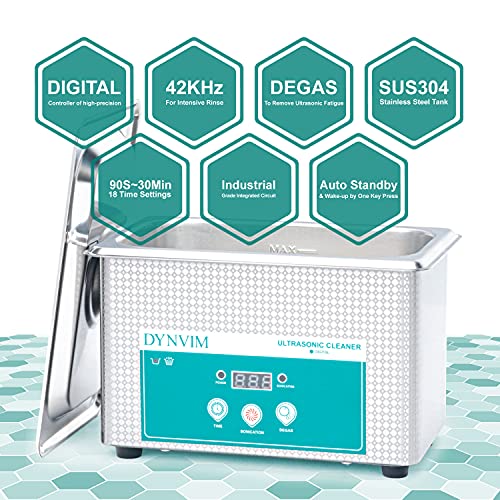 Ultrasonic Cleaner - DYNVIM 900ml Ultrasonic Jewelry Cleaner,Sonic Cleaner,Parts Cleaning Machine with Digital Timer for Cleaning Jewelry,Denture,Parts,Lab,Dental Tool,Eyeglasses,etc.