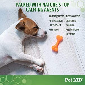 Pet MD Calming Chews for Dogs - Dog Calming Treats with Hemp & Melatonin - Calming, Anxiety Relief, & Separation Relaxant with Chamomile & L-Tryptophan - 120 CT