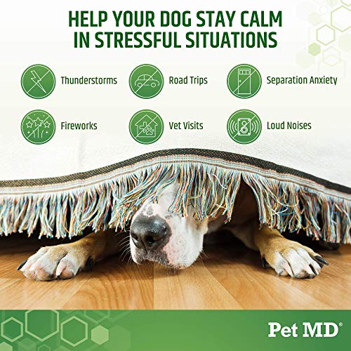 Pet MD Calming Chews for Dogs - Dog Calming Treats with Hemp & Melatonin - Calming, Anxiety Relief, & Separation Relaxant with Chamomile & L-Tryptophan - 120 CT