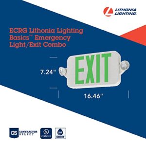 Lithonia Lighting ECRG HO RD M6 LED Emergency Light/Exit Combo, Red/Green Switchable, High Output Battery, with 2 Round LED Lights, White