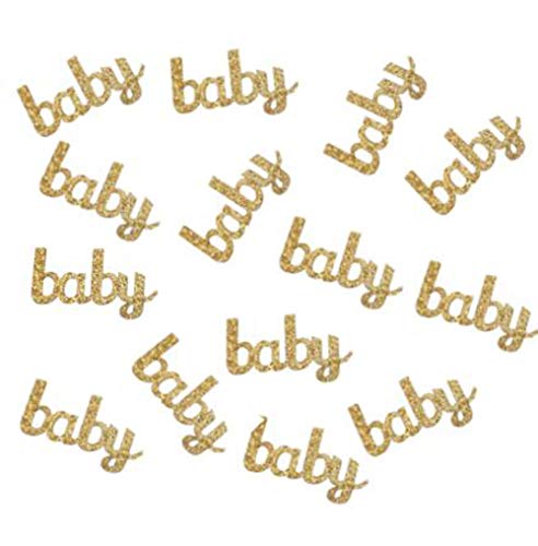 Baby Shower Confetti Gender Reveal Party Table Confetti Double -Side Glitter Baby Paper Confetti, 100pcs (Gold)