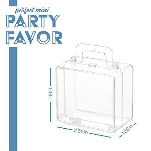 Hammont Suitcase Shaped Acrylic Candy Boxes - 12 Pack - 2.55"x1.96"x1.18"- Perfect for Weddings, Birthdays, Party Favors and Gifts | Designer Cute Clear Lucite Plastic Treat Containers