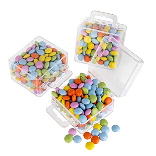 Hammont Suitcase Shaped Acrylic Candy Boxes - 12 Pack - 2.55"x1.96"x1.18"- Perfect for Weddings, Birthdays, Party Favors and Gifts | Designer Cute Clear Lucite Plastic Treat Containers