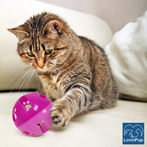 LOVINPUP Cat Ball Toy with Bell Larger Size, Bells Jingle as Balls Roll, Cat Toy for Small or Large Cats, or Other Animals (Pink - 1 Pack)