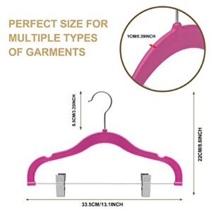 Quality Kids Children's Plastic Non Velvet Non-Flocked Thin Compact Skirt Pant Coat Hangers with Metal Clips for Skirts Pants Blouses 360° Swivel Hook, Jacket, Shirt, Legging, Suit Hangers (Pink, 10)