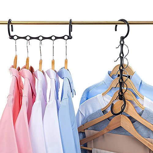 Cimlord 10 Pack Space Saving Plastic Magic Hangers, Bedroom Closet Organization and Storage, Clothes Hangers Space Saver for Closet Organizer, New Home Essentials Stackable Hangers