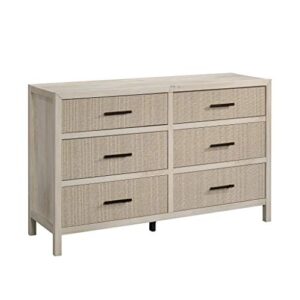 sauder pacific view dresser, l: 55.827" x h: 17.48" x w: 34.567", chalked chestnut finish