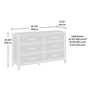 Sauder Pacific View Dresser, L: 55.827" x H: 17.48" x W: 34.567", Chalked Chestnut Finish