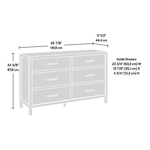 Sauder Pacific View Dresser, L: 55.827" x H: 17.48" x W: 34.567", Chalked Chestnut Finish