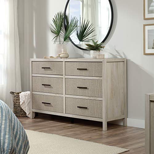 Sauder Pacific View Dresser, L: 55.827" x H: 17.48" x W: 34.567", Chalked Chestnut Finish